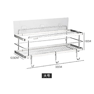 Lailisapex Premium Shower Caddy - Self Adhesive Shower Organizer, 4 Hooks, Drill-Free Shower Shelves, Rustproof Stainless Steel, (Silver)