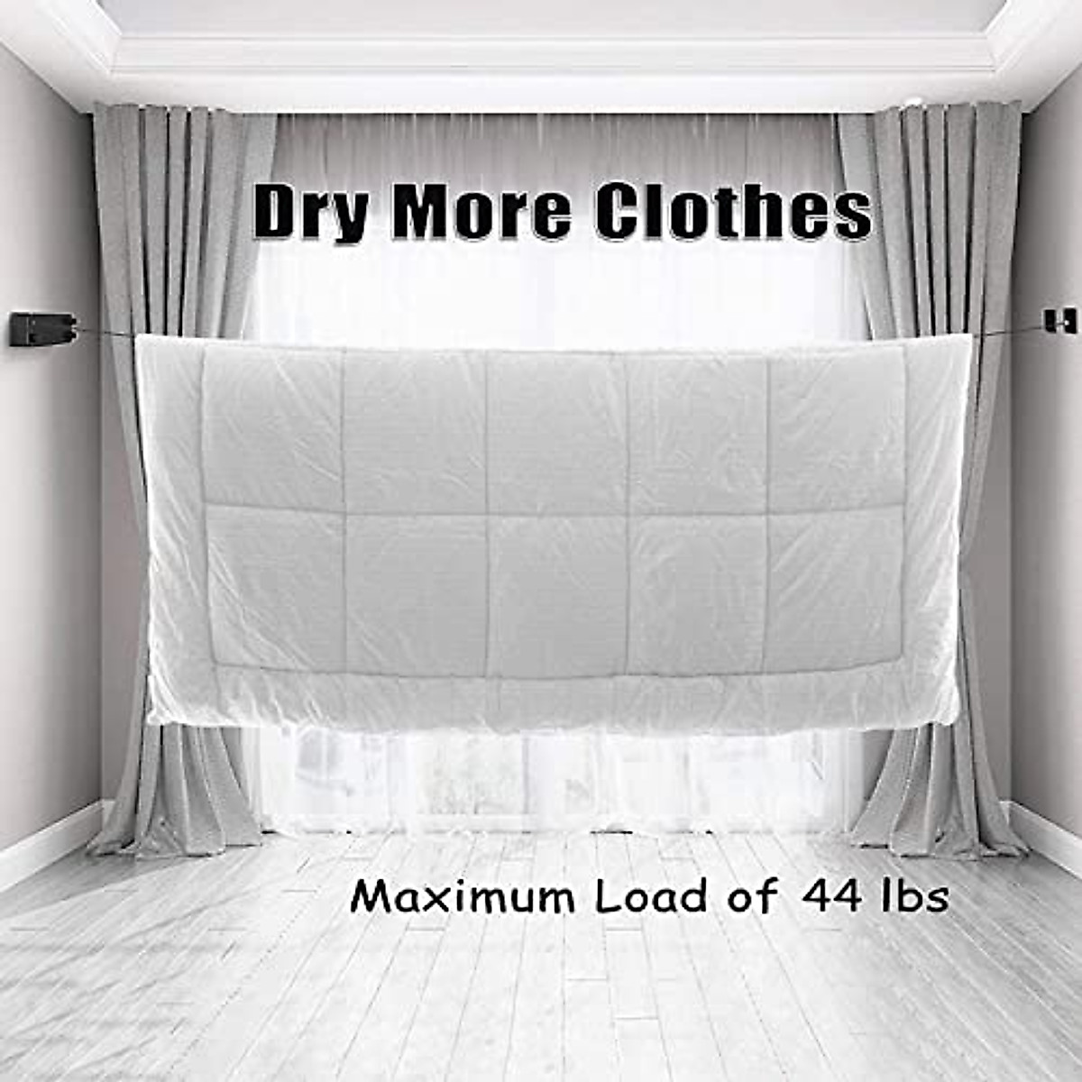 Retractable Clothesline Adjustable Drying Line for Cloth Laundry Outdoor/Indoor with Stainless Steel Double Rope Wall Mounted 13.8 Feets Clothsline (Gray)