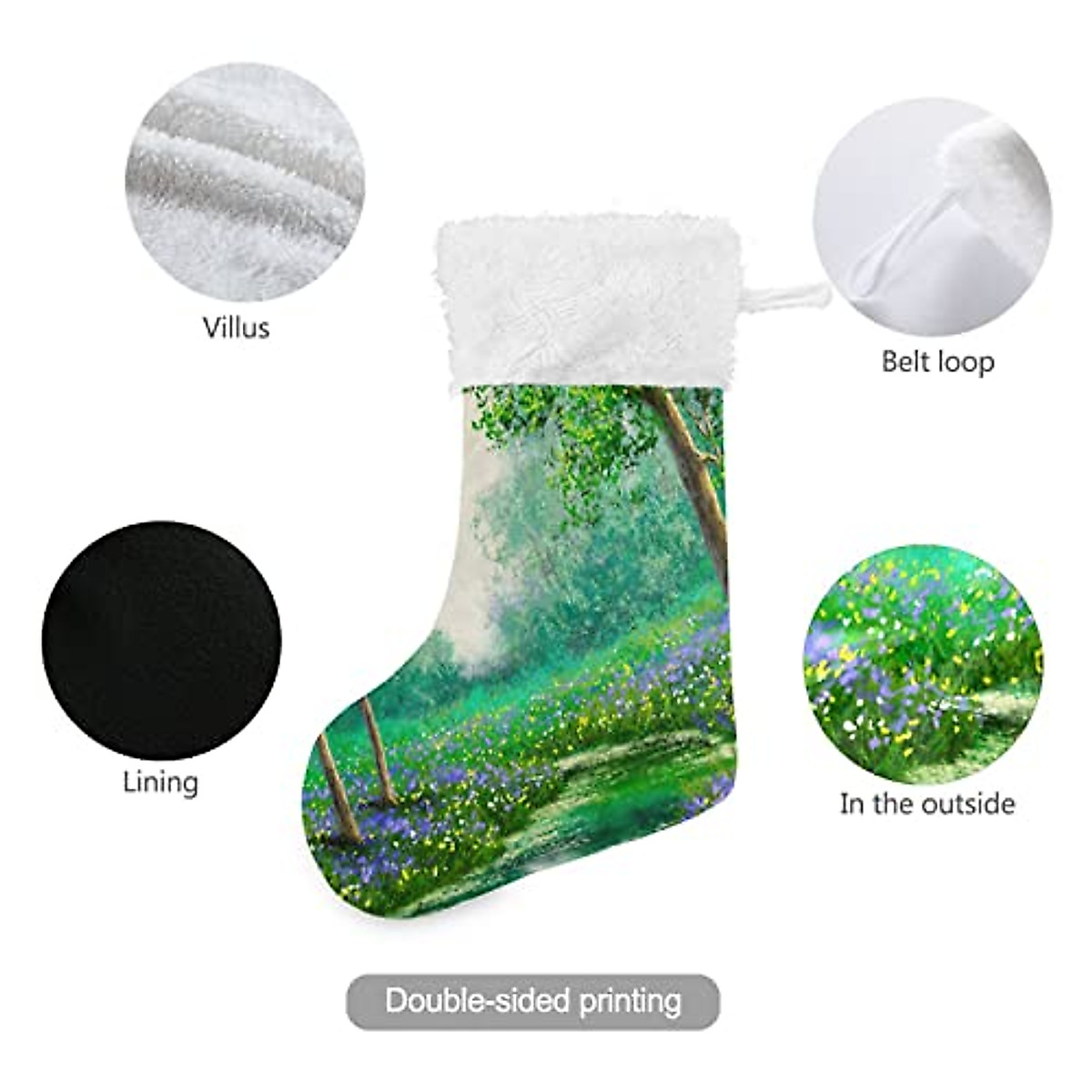 Kigai Christmas Stockings Silent Forest Large Candy Stockings Stuffers Kids Cute Xmas Sock Decorations 1PC for Home Holiday Party 12" x18"