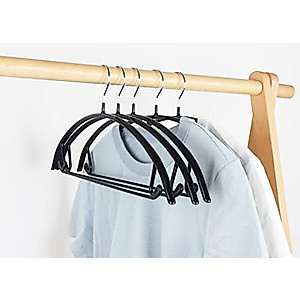 Tosnail 20 Pack Non-Slip Sweater Hangers with Pants Bar, Suit Hanger Coat Hangers, Shirt Hangers, Dimple and Crease Free Hanger Closet Organizer - Black