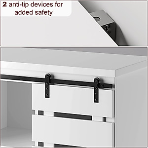 BOTLOG Tall Kitchen Pantry, Large Wood Storage Cabinet with Sliding Barn Door and Adjustable Shelves, Tall Freestanding Cupboard for Dining Room, Living Room, Laundry, White