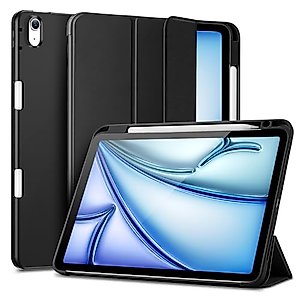 ESR for iPad Air 11 Inch Case M2 2024, iPad Air 6th/5th/4th Gen(2024/2022/2020) with Pencil Holder, Trifold Stand Case for iPad Air 5/4 with Flexible Back, Auto Sleep and Wake, Rebound Series, Black