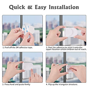 Sliding Glass Door Lock - 4 Pack Safety Slide Window Locks for Patio, Closet, Shower, Window, Wardrobe, Kitchen Cabinet with No Screws or Drills by VENMATE(4 Pack)