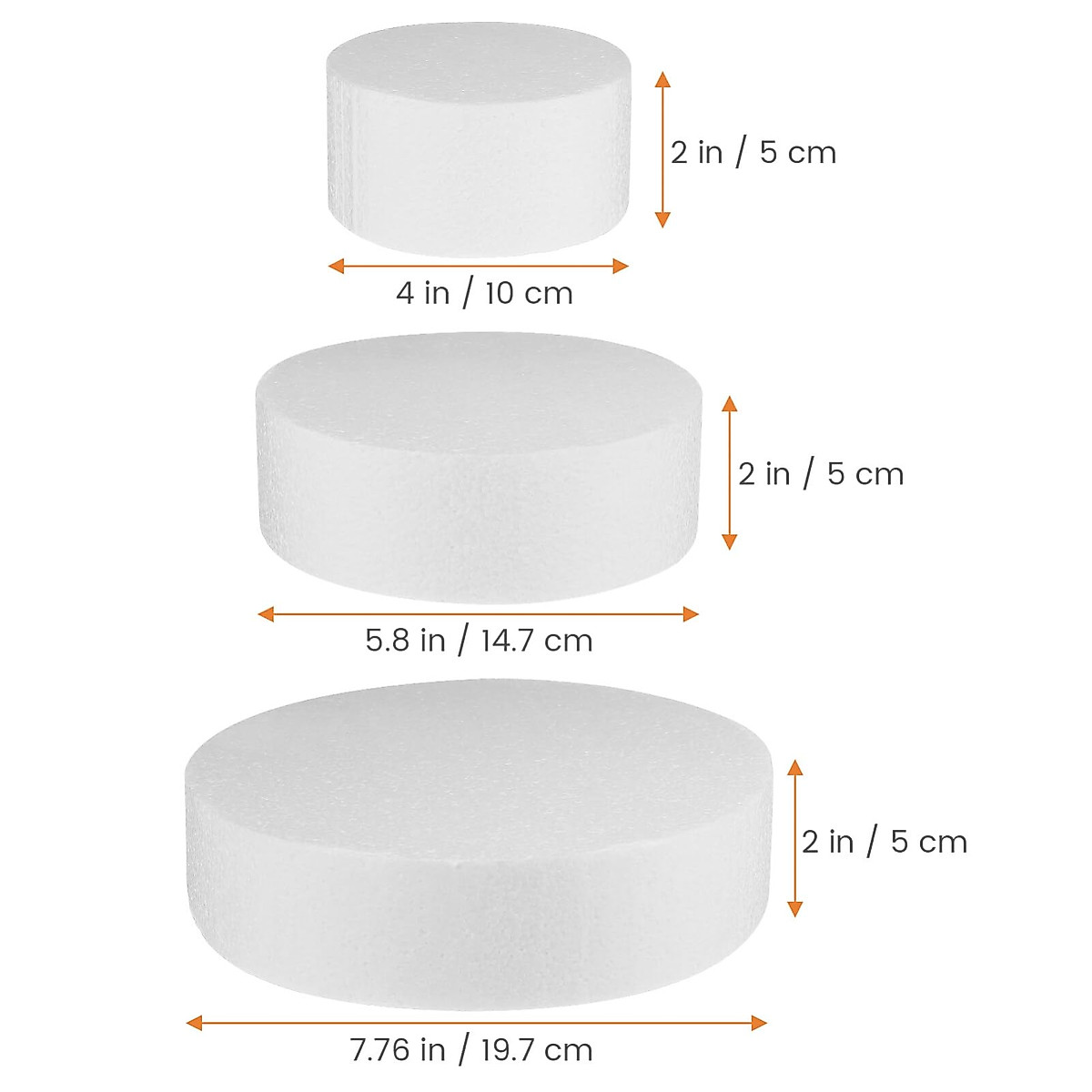 3PCS Round Foam Cake Set Fake Wedding Cake Round Cake Mini Cake for Wedding Display Window Fondant Cake Decorating Practice Mould Cake 3-Tier Cake Wedding Decor