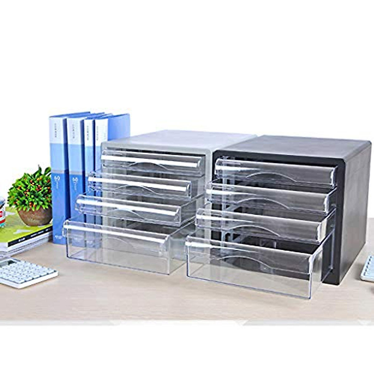 BaRdzo Document Organizer - Half Transparent Vertical File Cabinet 4 Drawer Index Function Flat Drawer (Color : E)