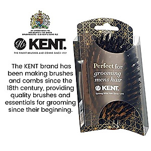 Kent PF22 Oval Men Military Hair Brush, Black Boar Bristle and Nylon Bristle Mix for Mens Grooming Hair and Beard, Scalp Brush, 360 Wave, and Facial Brush for Beard Care. Made in England