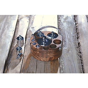 KitchenCraft Living Nostalgia Kitchen Scale Weights Set (Metric) with Wooden Holder in Gift Box, Polished Metal, 10 Pieces