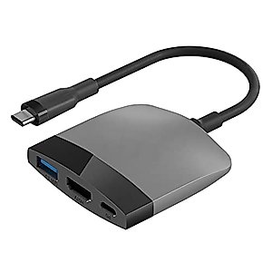 SHYPT Multi-Function Portable Docking Station USB C to 4K HDMI-Compatible USB 3.0 PD for MacBook Pro (Color : Black Grey)