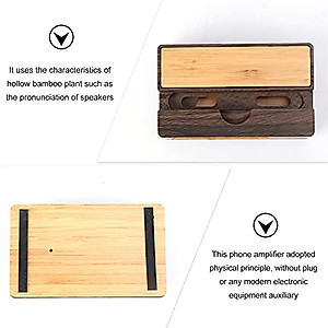 ULTECHNOVO Cell Phone Stand, Wooden Cell Phone Stand with Sound Amplifier Portable Wood Cellphone Dock on Desk Bamboo Bed Stand Mount Cradle Loud Speaker for Phone(Brown)