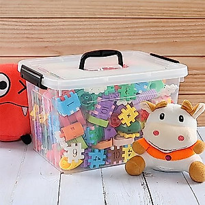 Gainhope 4 Packs Plastic Latching Box with Lid and Handles, 10L Clear Plastic Storage Box