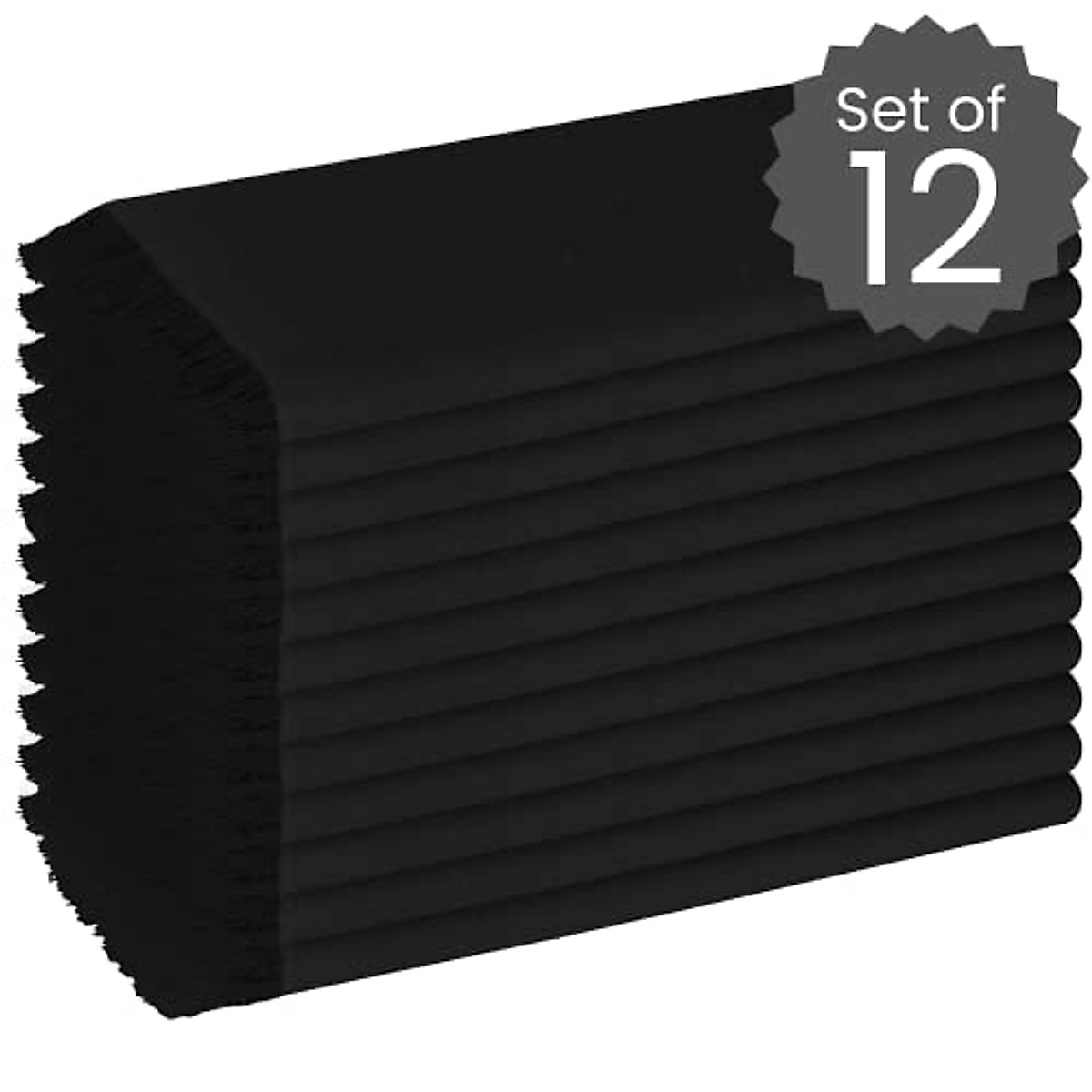 Cotton Clinic Cloth Dinner Napkins Fringes – Perfect Everyday Use Table Napkins – Soft Durable Washable – Ideal for Party Wedding Christmas Easter – Set of 12-20x20 inches Black Napkins