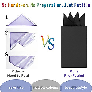 Echaprey 9 Pcs Men's PreFolded Pocket Squares On Card Masculine Polyester Suit Handkerchief