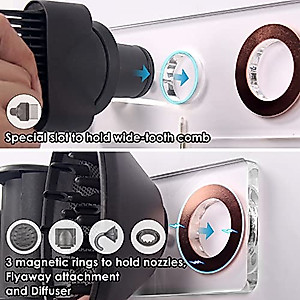 Floatant Wall Mount Hair Dryer Holder for Dyson Supersonic, Acrylic Organizer for Storage Attachments, Wall Mounted Rack with Hook for Accessories Nozzles,Wide-Tooth Comb,Diffuser(Transparent)