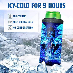 SANDJEST Blue Dragon Tumbler 4 in 1 16oz Tumbler Can Cooler Coozie Skinny Stainless Steel Tumbler Gift for Men Dad Son Father Husband Christmas Birthday