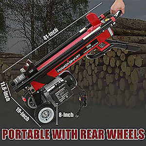 PowerSmart Log Splitter Electric, 6-Ton Hydraulic Log Splitter, 15 Amp Electric Log Splitter, Electric Wood Splitter, Horizontal Full Beam with Steel Wedge for Firewood Splitter Kindling Splitter