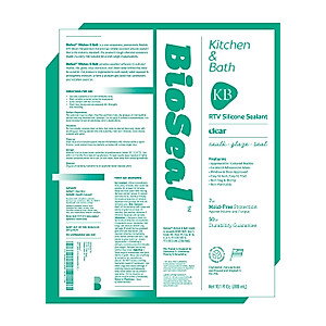 Clear BioSeal 100% Silicone Sealant Caulk Kitchen and Bath Grade, Waterproof and Low Odor 10.1 Ounce Cartridge, Clear, (Pack of 10)