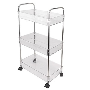 Kitchen Storage Rack, Fruit Vegetable Basket with Rolling Wheels, Corner Shelf Organizer, Utility Storage Cart for Kitchen, Bathroom, Laundry Room, Bedroom, Apartments, Dormitory