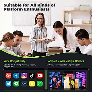 BILIYIP Wireless Lapel Microphone, 2.4GHz Plug-Play, Compatible with iPhone, iPad, 48H Charging Case, Noise Reduction, Auto Syncs