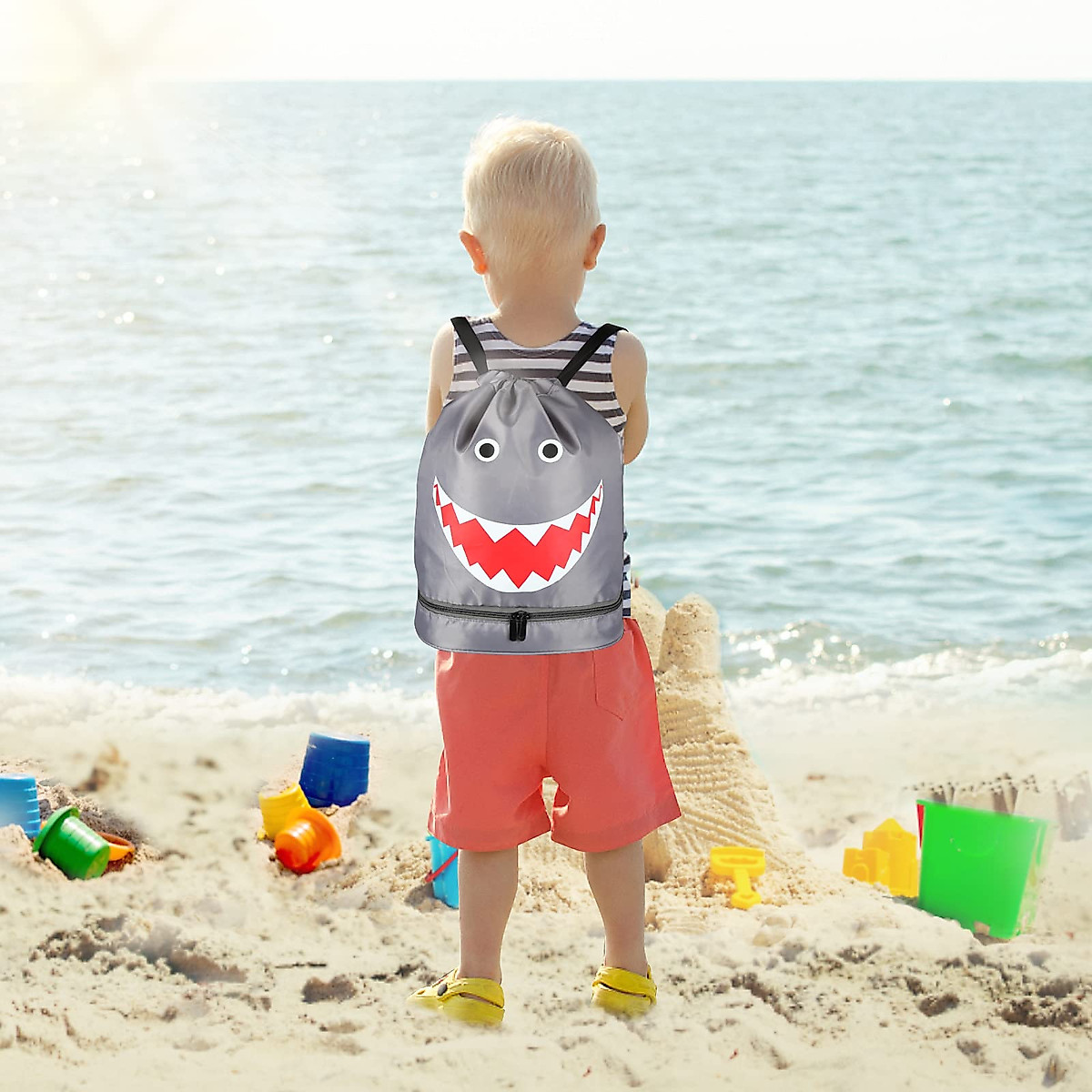 ZIXINZIYI Kids drawstring bag,Kids swim bag,Dry and wet storage bag for boys and girls,Kids sports beach camp backpack