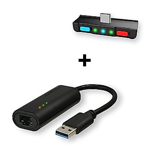 HomeSpot Bundle Bluetooth Audio Transmitter Adapter with Built-in Digital Mic aptX Low Latency with Network Adapter USB 3.0 to Ethernet RJ45 Gigabit LAN for 10/100/1000 Mbps for Nintendo Switch