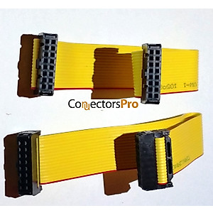 Pc Accessories - Connectors Pro 5-Pack 8" FC F/F IDC 16P Yellow Flat Ribbon Cable, 8 Inches 20cm Length with 2.54mm 16 Pins Female to Female Connector
