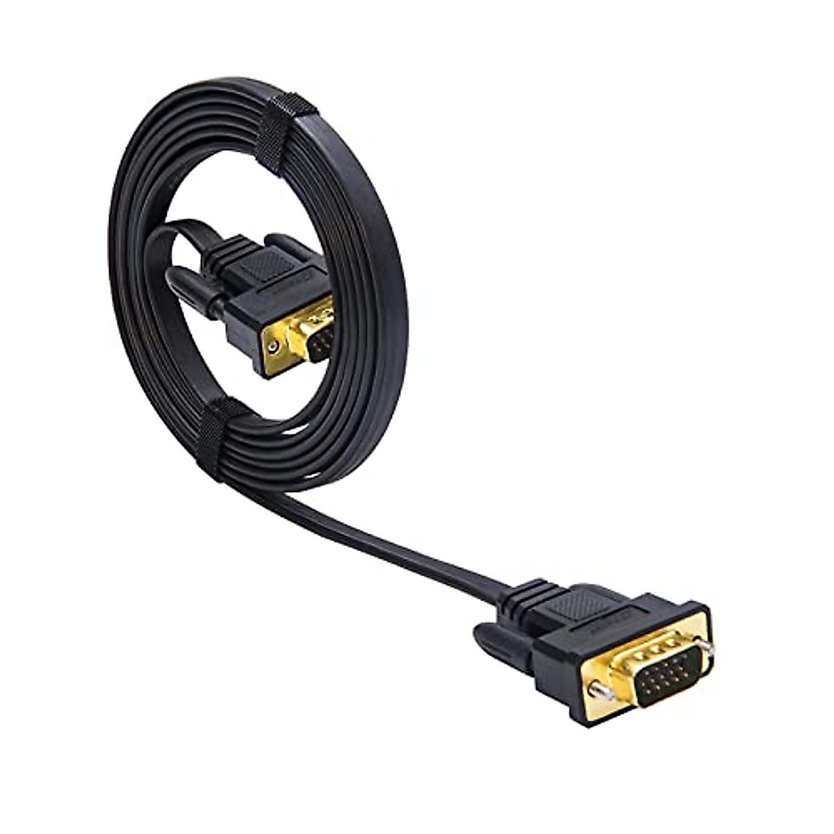 DTech Thin Computer Monitor VGA Cable 6ft Standard 15 Pin Connector Male to Male VGA Cord Flat Wire for Desktop (6 Feet, Black)