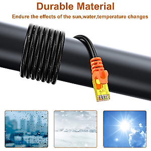 NC XQIN Cat 7 Outdoor Ethernet Cable 200 ft, CAT 7 Heavy Duty Double Shielded Ethernet Patch Cable Waterproof Ethernet Cable for Ethernet Switch, IP Camera, POE and More Direct Burial Ethernet Cable