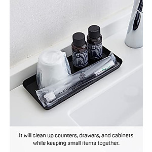 YAMAZAKI home Tower Amenity Tray L Black, Flat,3.5"L x 3.5"W x 1.6"H