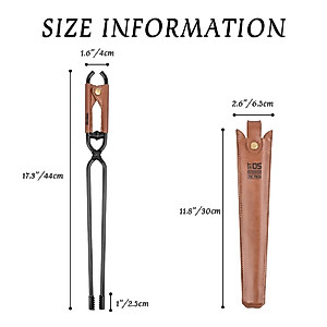 OMUKY Fireplace Tongs Log Claw Tongs with Faux Leather Handle Cover Log Grabber Clamp Tool for Indoor & Outdoor Camping Campfire Fireplace Fire Pit(Black)