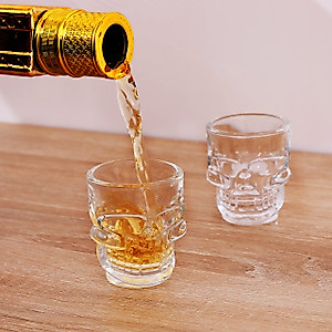 AOLDHYY FFORYILLUMI 1.5 Oz Shot Glass, Skull Face Heavy Base Shot Glass Set, Whiskey Shot Glass 24-Pack for Party, Wine, Whiskey, Tequila, Cocktail, Beverage, Bar Decor