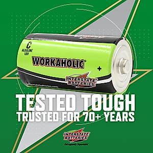 Interstate Batteries C Cell Alkaline Battery (12 Pack) All-Purpose 1.5V High Performance Batteries - Workaholic (DRY0080)