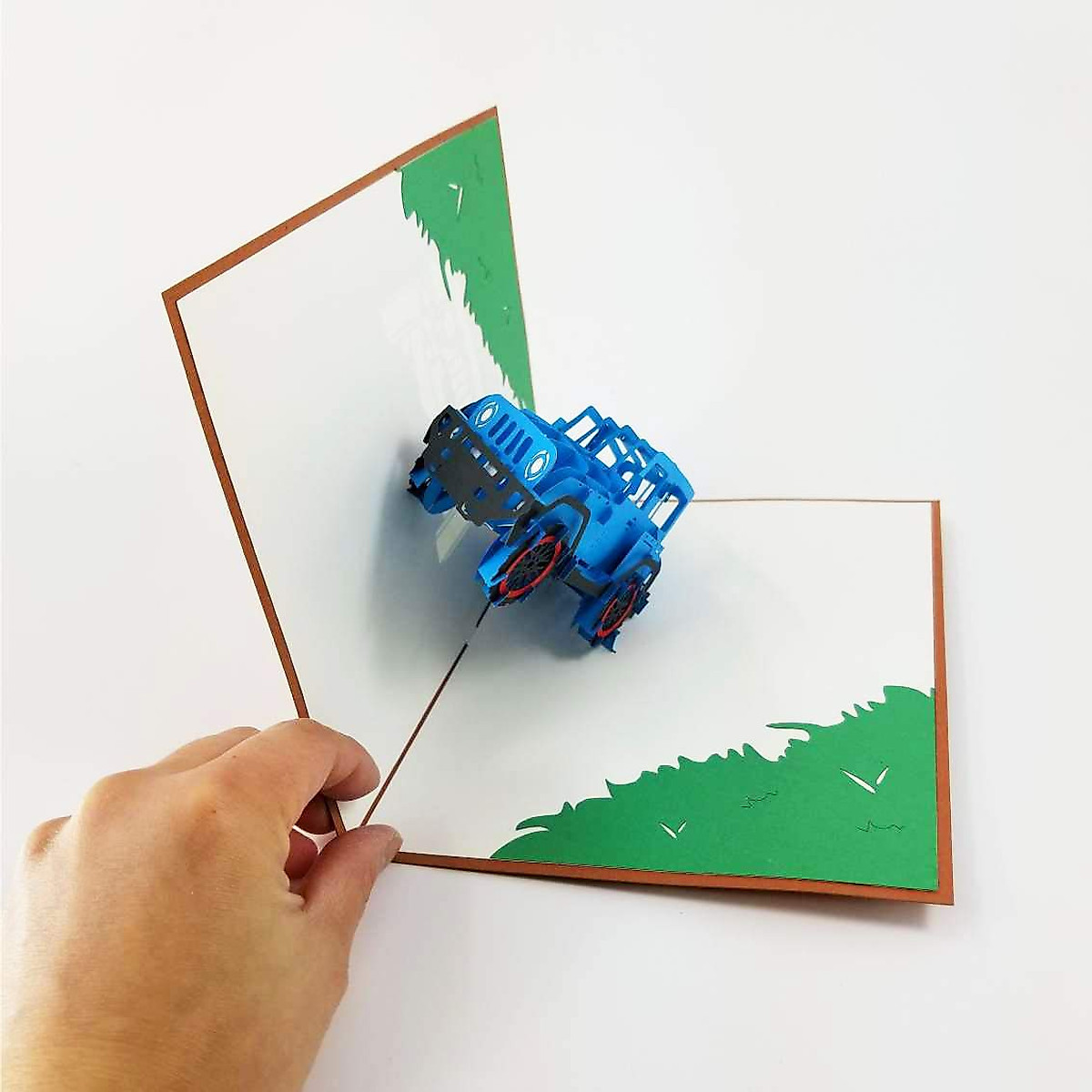 POP CARD EXPRESS Blue Jeep Pop up Birthday Card, Thank You Card, Love Card, Graduation Card, Anniversary Card, Just Because, Romantic Cards for Man, Woman, Lady, Girl, Boy Jeep Pop Up Card (Blue)