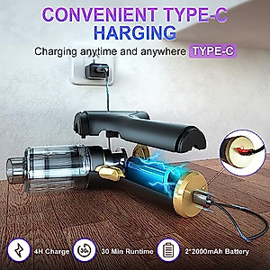 Tipcoo Portable Car Vacuum Cleaner - High Power 9000Pa Vacuum Cleaner and Air Duster,120W Rechargeable Cordless Car Vacuum,Mini Vacuum for Car,Office, Desktop, Pet Hair Cleaning, Home Cleaning
