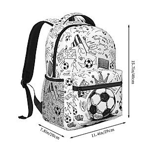 RUVNSR Soccer Backpack 16 Inch Football School Backpacks 3D Print Lightweight Ball Bookbag Casual Sport Daypack Travel Bag for Kids Girls Boys Men Gifts