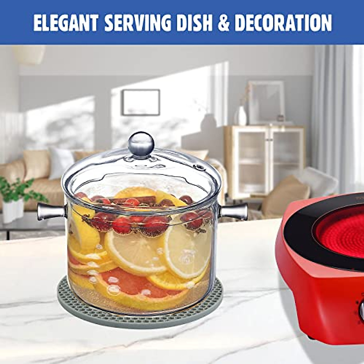 LIMOEASY Glass Pots for Cooking on Stove, 1.5 Quart Clear Pots for Cooking, Simmer Pot for Stove Potpourri, Glass Saucepan with Cover, Heat-Resistant Glass Cookware for Pasta, Soup, Milk, Baby Food