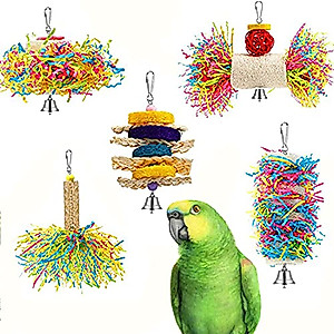 Keersi 5pcs Bird Shredding Toys Bird Loofah Toys Parakeet Chewing Toy Foraging Toy for Small Medium Parrot Cockatiel Conure African Grey Amazon Budgie Lovebird Finch