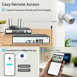 Westshine 4K NVR 16-Channel Surveillance Network Video Recorder, 16CH 4K/5MP/4MP/3MP/1080P NVR for Home Security CCTV System, Supports up to 16 x 4K IP Cameras, P2P Remote View(Hard Disk Not Included)