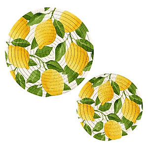ALAZA Tree Lemon Fruit Yellow Pot Holders Trivets Set 2 Pcs Trivets Cotton Potholders Coasters Hot Pads Hot Mats for Cooking Kitchen