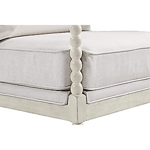 OSP Home Furnishings Kaylee Spindle Accent Chair, 26.5” W x 32.25” D x 37” H, Antique White Frame with White Linen Fabric