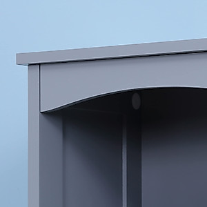 HOMCOM Bathroom Storage Cabinet, Free Standing Bathroom Storage Unit, Tall Linen Tower with 3-Tier Shelves and Drawer, Grey