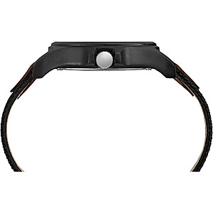 Timex Men's Expedition Acadia 40mm Watch – Black Case Black Dial with Black & Brown Leather & Fabric Strap