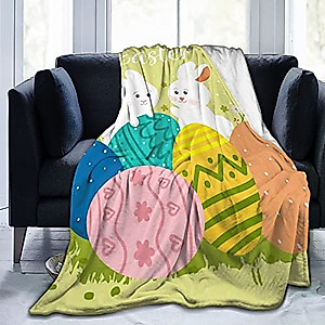 Throw Blanket Easter Bunny Warm Cozy Soft Lightweight Flannel Fleece Blanket for Bedroom Sofa Room Home Decorative Fuzzy Blanket 40"x30"