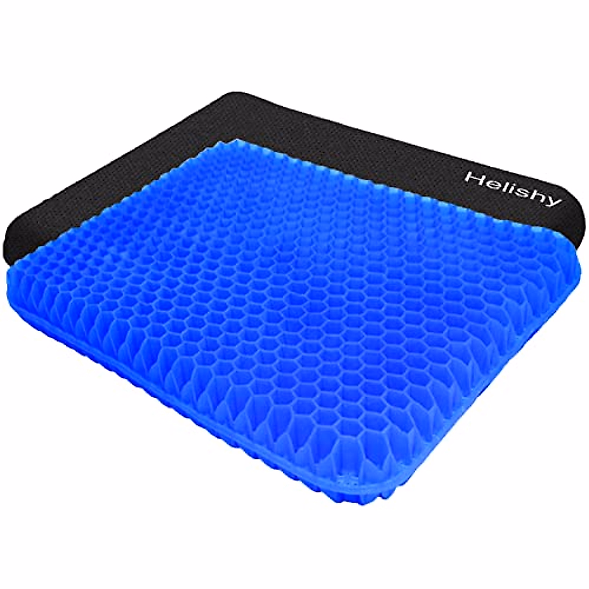 Gel Seat Cushion - 1.65inch Double Thick Egg Seat Cushion with Non-slip Cover - Coccyx Cushion for Back & Sciatica Pain - Office chair Car Seat Cushion - Honeycomb Breathable Design, Durable, Portable