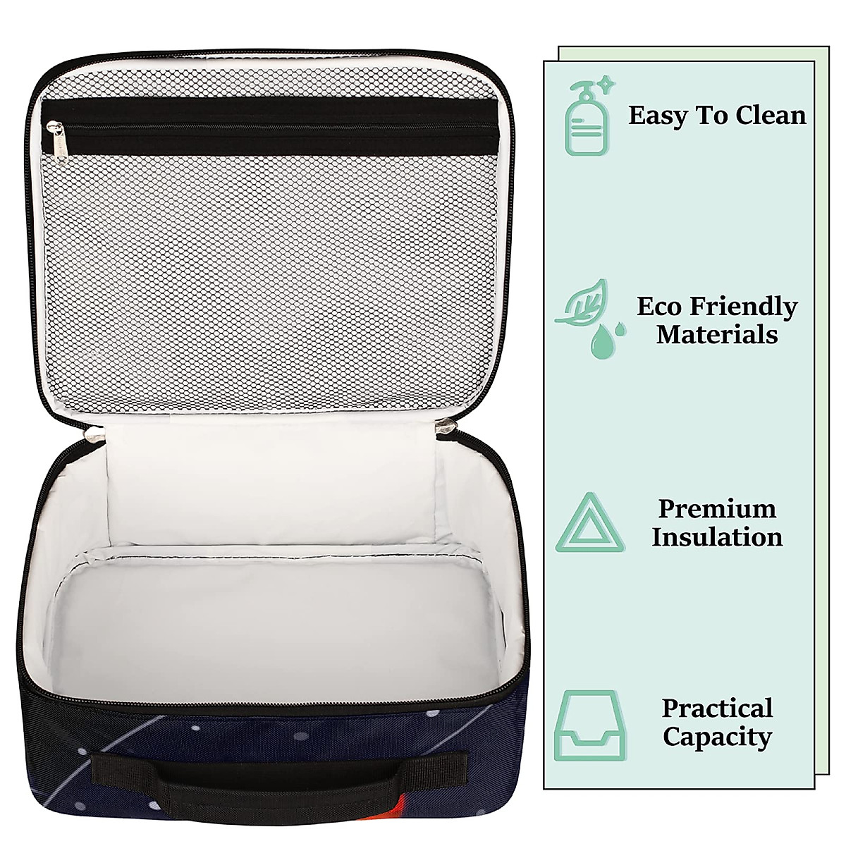 Solar System Planet Print Insulated Lunch Box for Boys Girls Adult, Reusable Back to School Lunch Bag, Leakproof Meal Prep Tote Kit Cooler Bag Lunch Tote Bag for Work Beach Outdoor