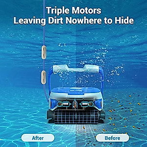 Rock&Rocker Upgraded Powerful Automatic Pool Cleaner, Robotic Pool Vacuum Cleaner with Wall Climbing, Two Larger Filter Baskets and 50FT Floated Cord, Easy to Clean Above/In-ground Swimming Pool