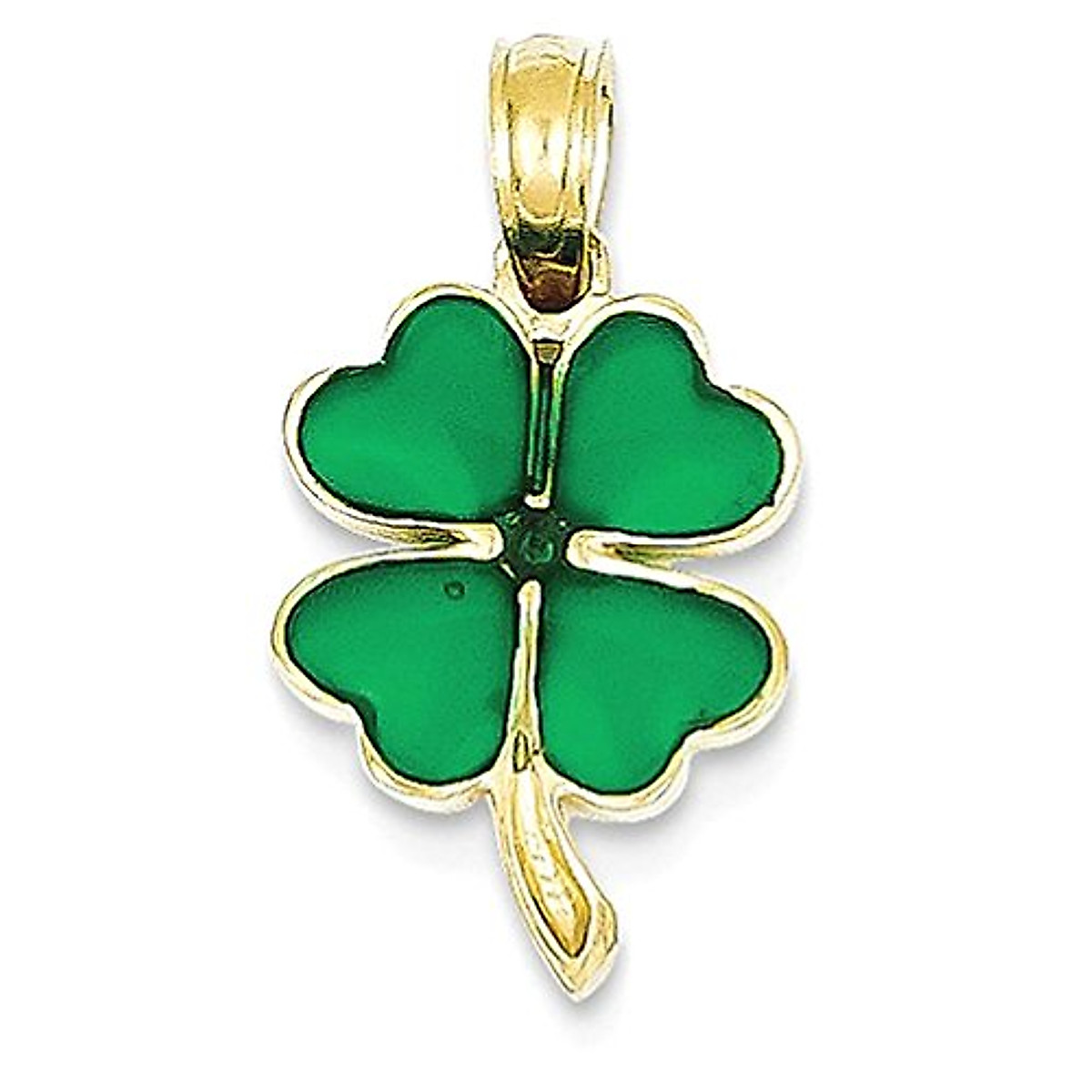 IceCarats 14K Yellow Gold 4 Leaf Lucky Clover Shamrock Flower Necklace Heart Claddagh Celtic Charm Pendant Irish Jewelry 20mm x 10mm Only