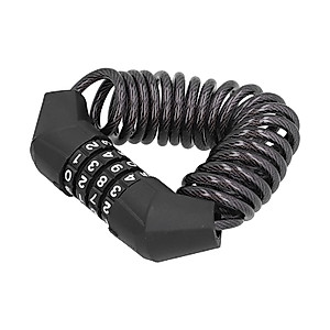 Rankomu Helmet Bike Lock Cable, Mini Cable Locks with Combination, 4 Digit Password Resettable Portable Anti‑Theft Replacement for Bike Motorcycle