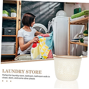 Amosfun Portable Laundry Basket Laundry Room Weave Basket Dress Form Stand Laundry Sorter Basket for Toys Plastic Clothes Hamper Dirty Clothing Organizer Wall-mounted Pp Plastic Basket
