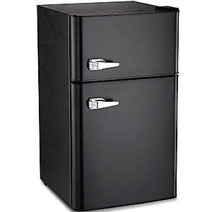 Antarctic Star Mini Fridge 3.1Cu.Ft Compact Refrigerator 2-Doors Freezer Low Noise Defrost Storage of Beverages Vegetables Fruits Kitchen Living Room Office Dormitory Black