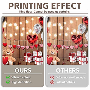 YCUCUEI 7x5ft Valentine's Day Balloons Gift Photography Backdrop Wood Love Heart Toy Bear Decorations Background Birthday Banner Photo Booth Studio Prop
